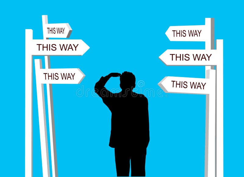 Conflicting Confusing Road Signs Stock Vector - Illustration of strange ...