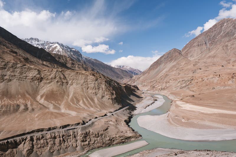 Confluence of Sindhu (Indus) and Zanskar Rivers Ne Stock Photo - Image ...