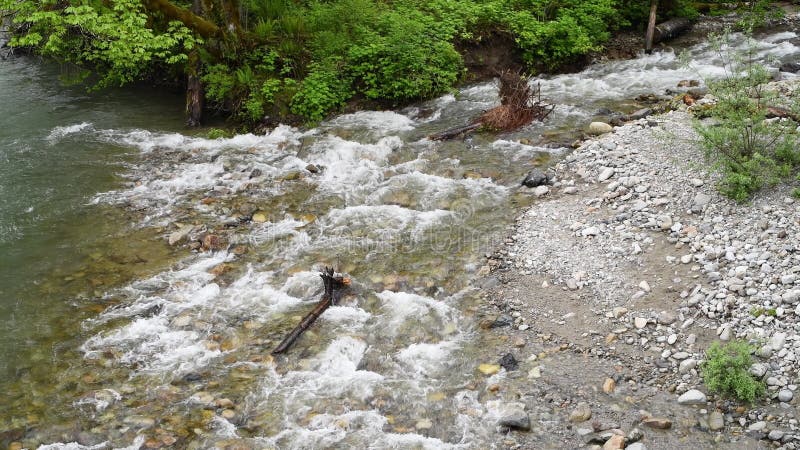 Confluence of a Stream and River with Rocky Shore Stock Footage - Video ...