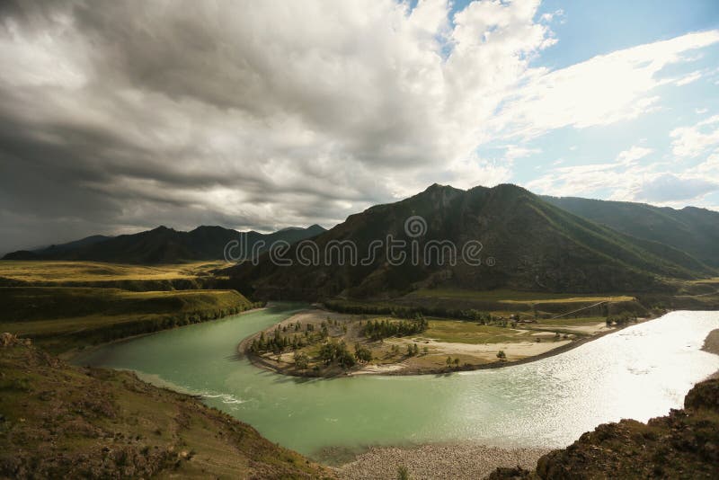Confluence of two rivers stock image. Image of forest - 52052085