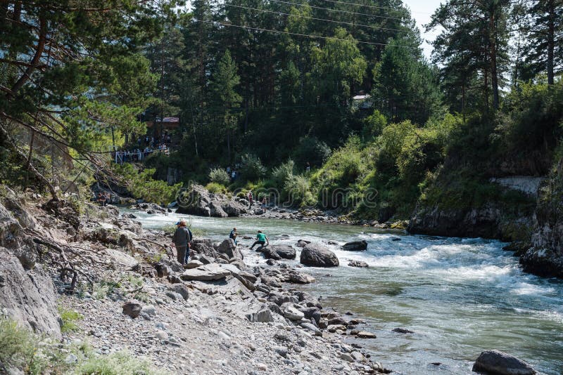 The Confluence of Two Rivers. Two Different Rivers are Connected into ...