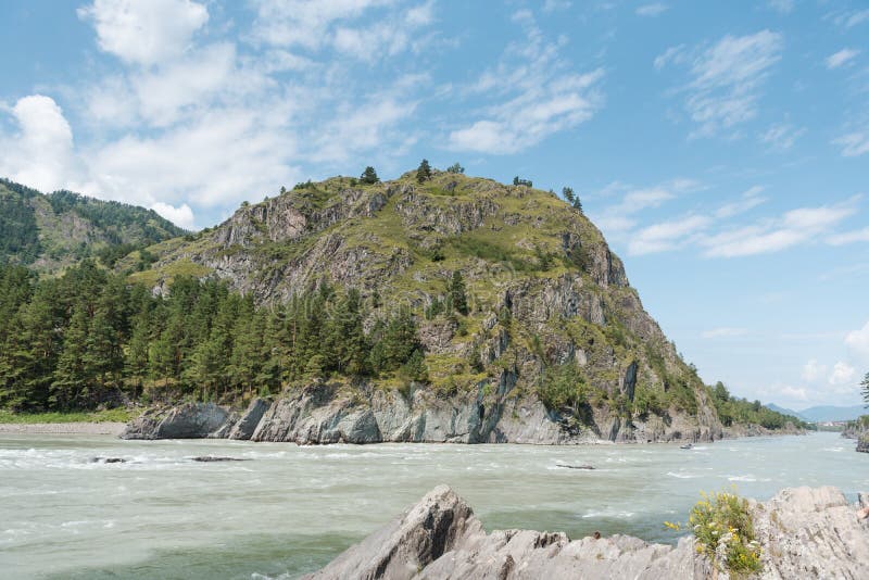 The Confluence of Two Rivers. Two Different Rivers are Connected into ...