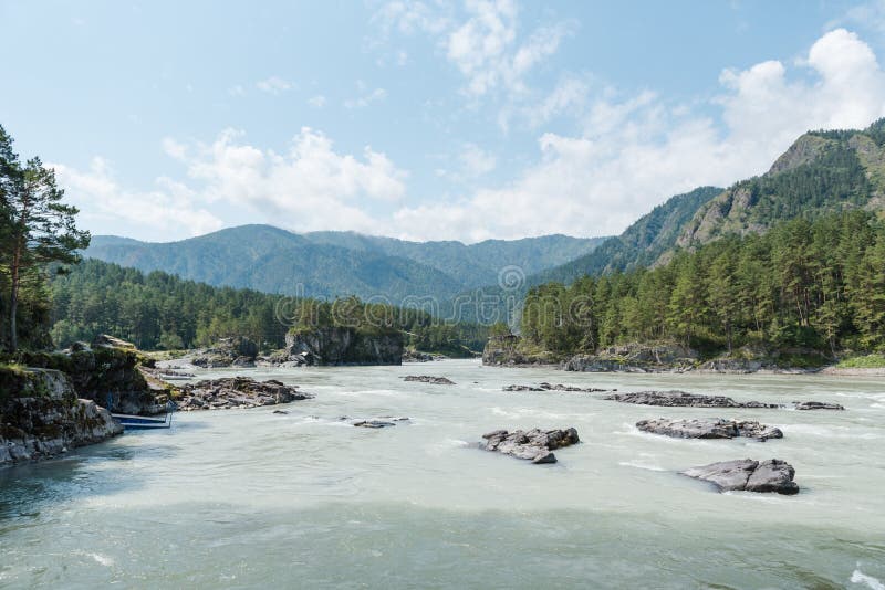 The Confluence of Two Rivers. Two Different Rivers are Connected into ...
