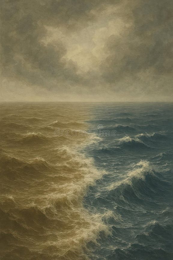 The Confluence of Two Seas, Cold and Warm. Stock Image - Image of ...