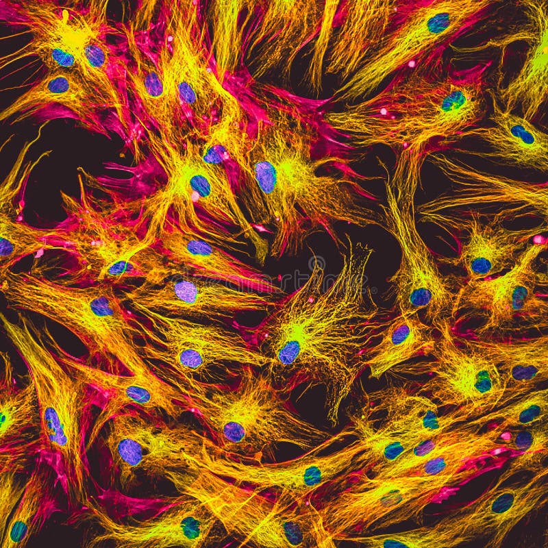 Confocal Microscopie Van Fibroblastcellen Stock Foto - Afbeelding ...