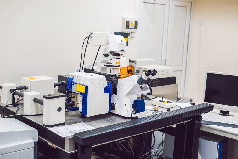 Confocal Optical Laser Scanning Microscope for Biological Sample Stock ...