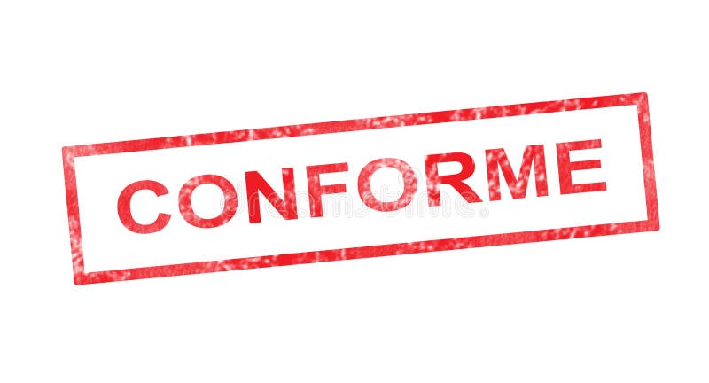 Conforme En La Traducción Francesa En Sello Rectangular Rojo Stock de ...