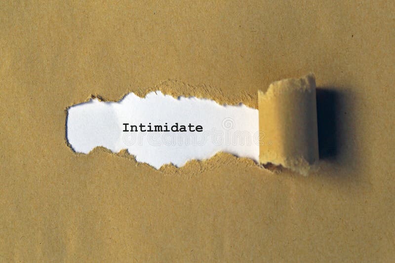 Intimidate on white paper stock image. Image of deterrence - 292035569