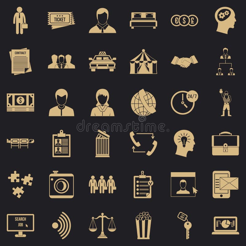 Conformity in Work Icons Set, Simple Style Stock Vector - Illustration ...