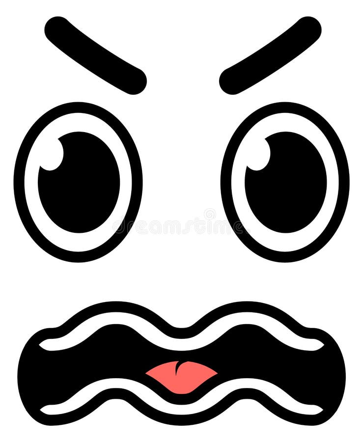 Confounded Face Expression. Unhappy Person Comic Doodle Stock Vector ...