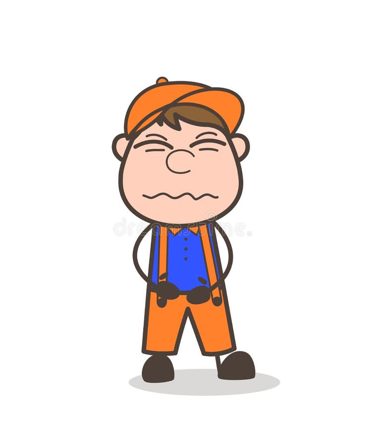 Confounded Face Worker Character Stock Illustration - Illustration of ...