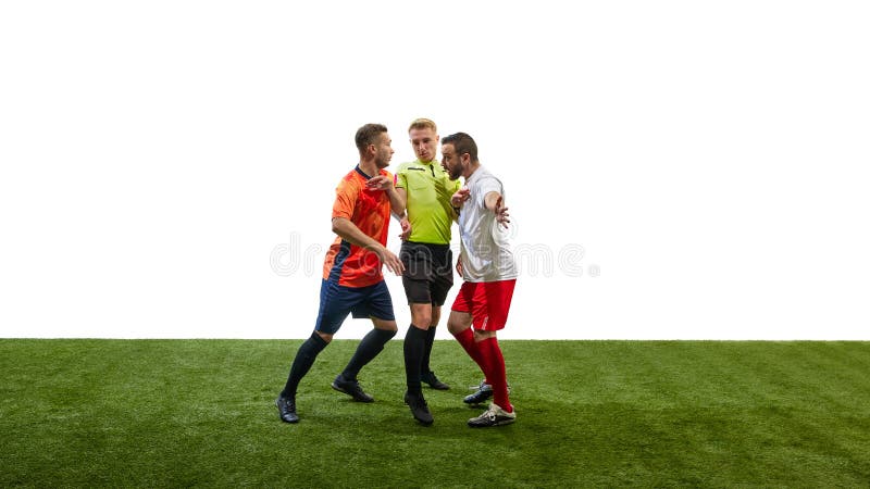 Confrontation between Players. Referee Standing between Two Men from ...