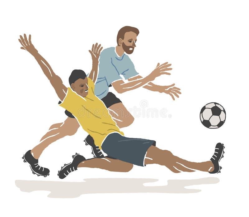 The Confrontation of Two Soccer Players. Win the Ball Stock Vector ...