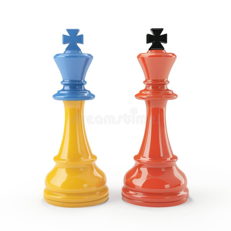 Two Colorful Chess Kings Facing Each Other, Ready for Battle Stock ...