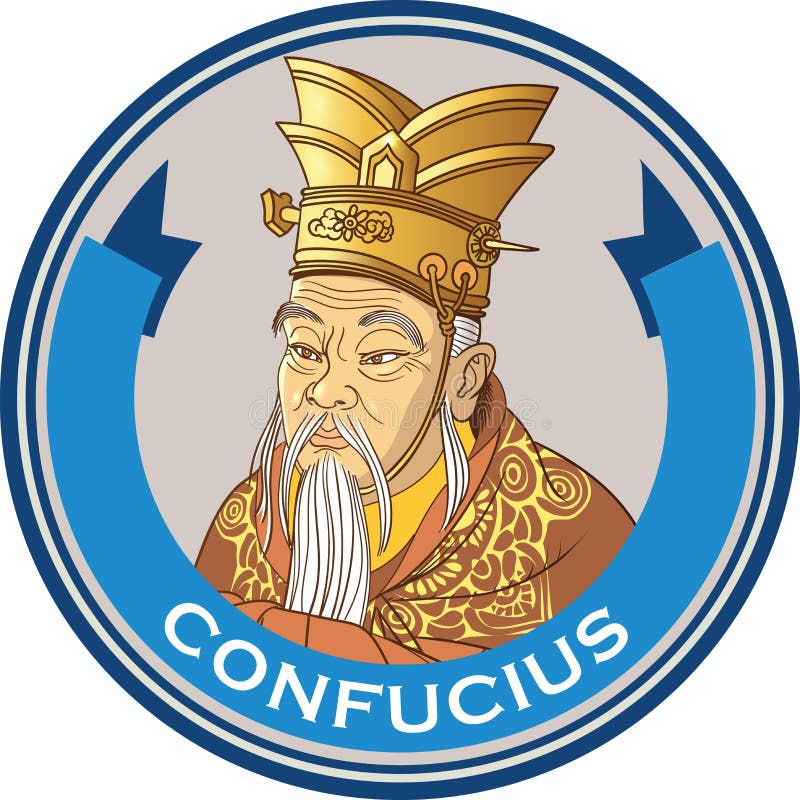 Confucius Vector Portrait in Line Art Illustration Stock Vector ...