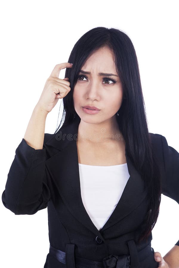 Confuse Businesswoman Isolated Over White Stock Photo - Image of ...