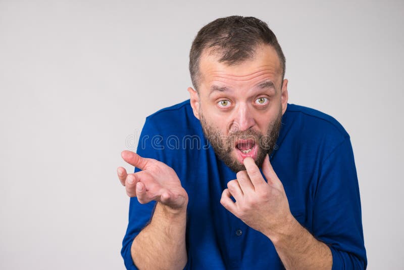 Confused Adult Man Seeking for Solution Stock Image - Image of ...