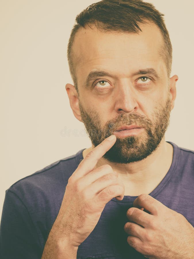 Confused man thinking stock photo. Image of head, think - 114650100