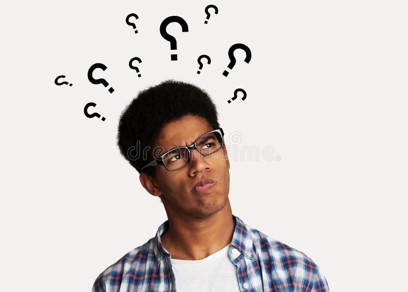 Confused Afro Guy Has Too Many Questions Stock Image - Image of eyewear ...
