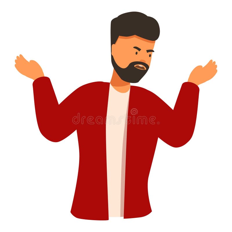 Confused Bearded Man Shrugging His Shoulders In Red Jacket Stock Vector Illustration Of Human