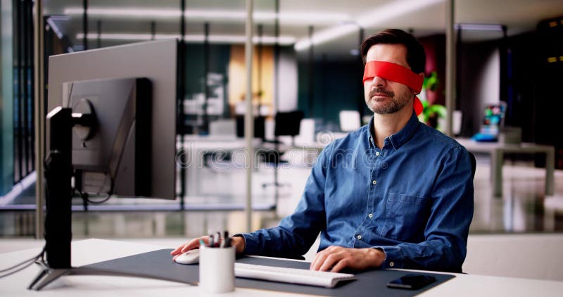 Confused Blindfolded Man Concept. Office Worker Stock Image - Image of ...