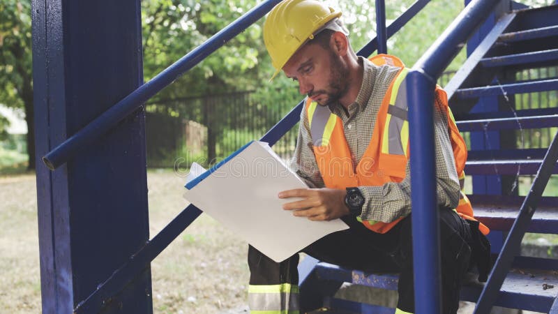 Confused Building Supervisor or Architect Taking Notes Stock Footage ...