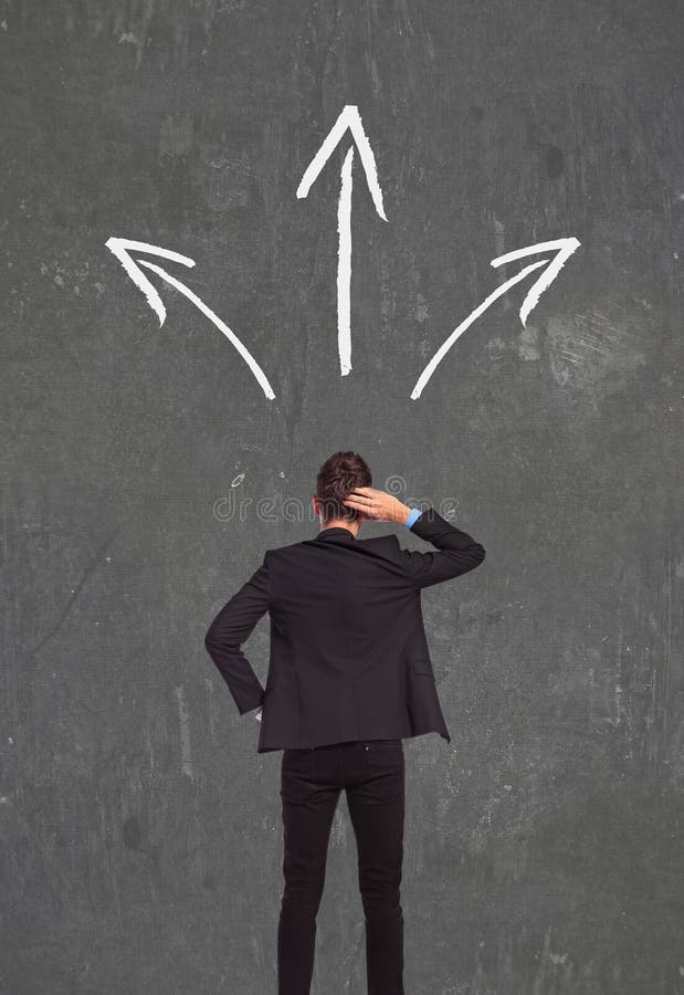 Confused Business Man Thinking Wich Way To Go Stock Photo - Image of ...