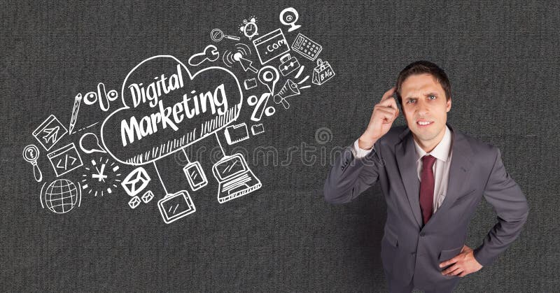 Digital Composite Image of Confused Businessman on Wavy Road in Sky ...