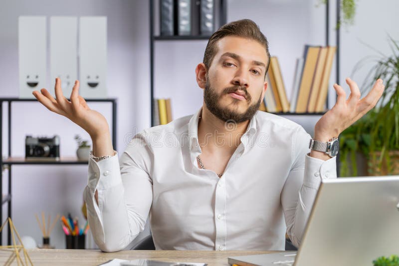 Confused Businessman Embarrassed About Ambiguous Question Having