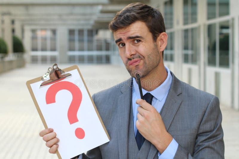 Confused Businessman with a Major Question Stock Image - Image of face ...
