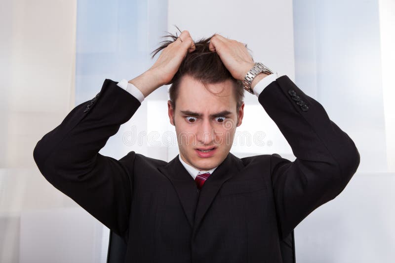 Confused Businessman Pulling Hair Stock Photo - Image of furious ...