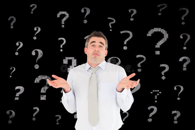 Confused Businessman with Question Mark Signs Stock Photo - Image of ...