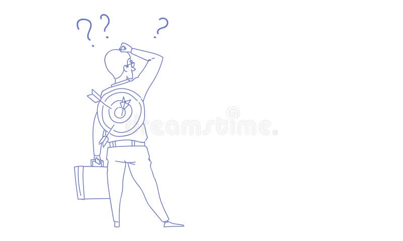 Confused Businessman Standing Back Hand Touch Head Question Mark Think ...