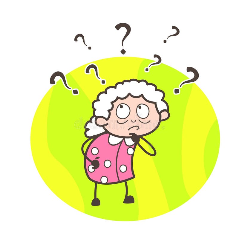 Confused Cartoon Granny Thinking an Idea Vector Concept Stock ...