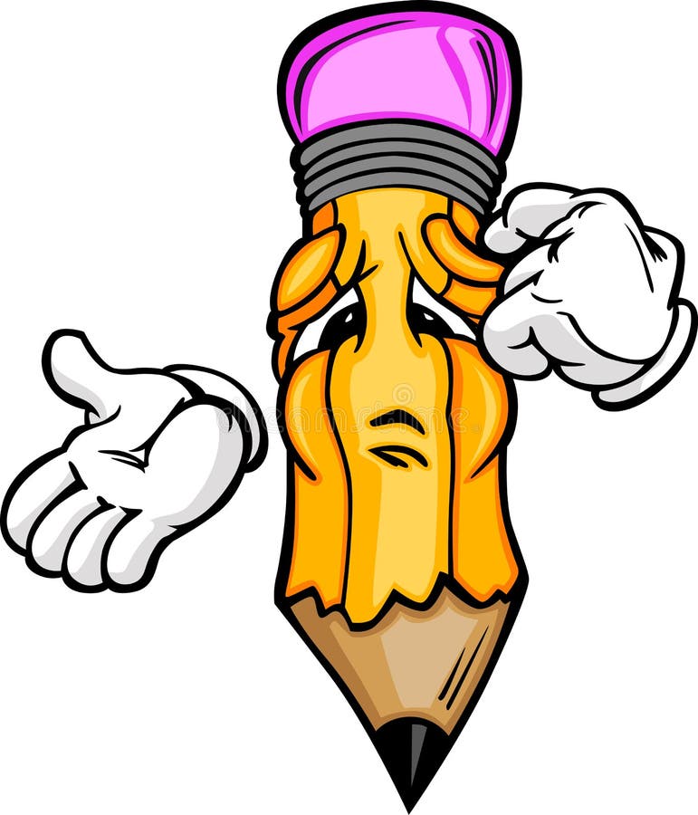 Confused Cartoon Pencil Thinking Creativity Stock Vector - Illustration ...