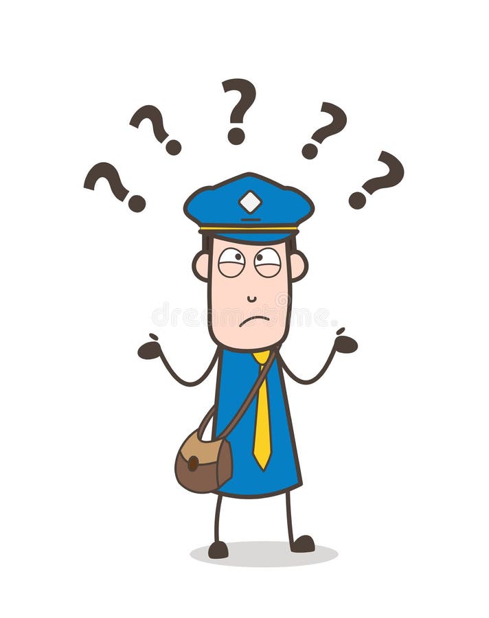 Cartoon Confused Detective Vector Character Stock Illustration ...