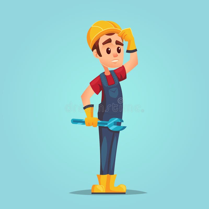 Confused Engineer Cartoon Character Stock Vector - Illustration of ...