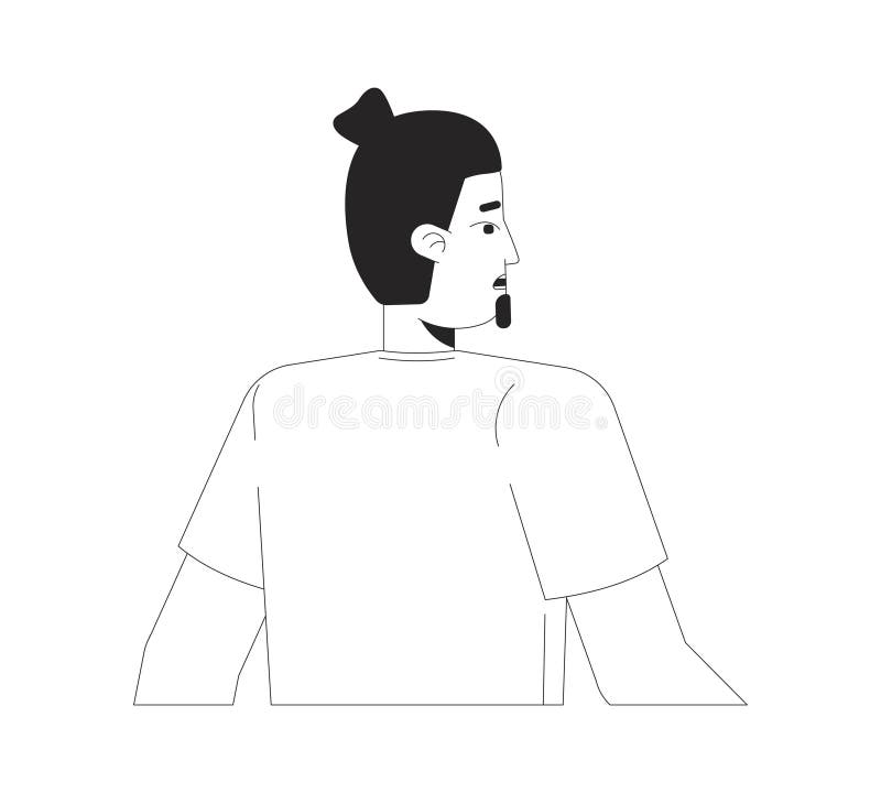 Confused Caucasian Man Rear View Black and White 2D Line Cartoon ... Confused Caucasian Man Rear View Black and White 2D Line Cartoon ...