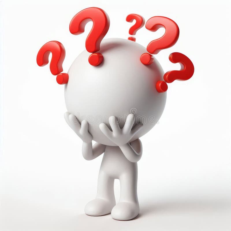 A Confused Character with Question Marks Around Its Head Stock Illustration - Illustration of ...