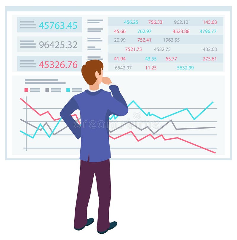 Businessman Looking at Charts Data on Board Vector Stock Vector ...