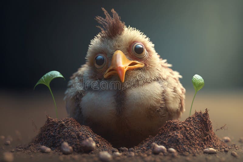 Confused Chicken Plants in the Garden Stock Illustration - Illustration ...