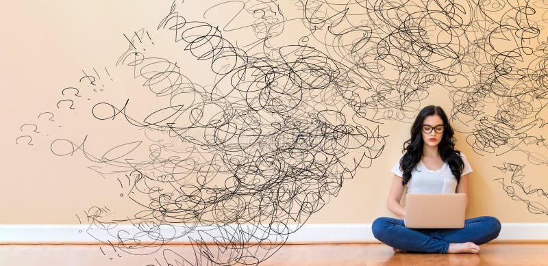 Confused Concept with Woman Using a Laptop Stock Photo - Image of home ...