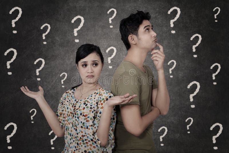 Man Thinking Concept with Question Marks Stock Photo - Image of pensive ...