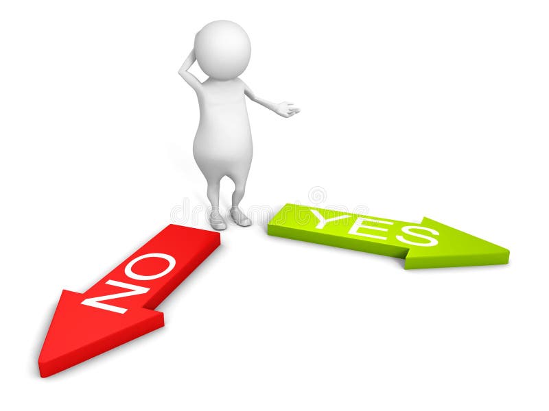 Confused 3d Man with Arrows YES NO in Different Directions Stock ...