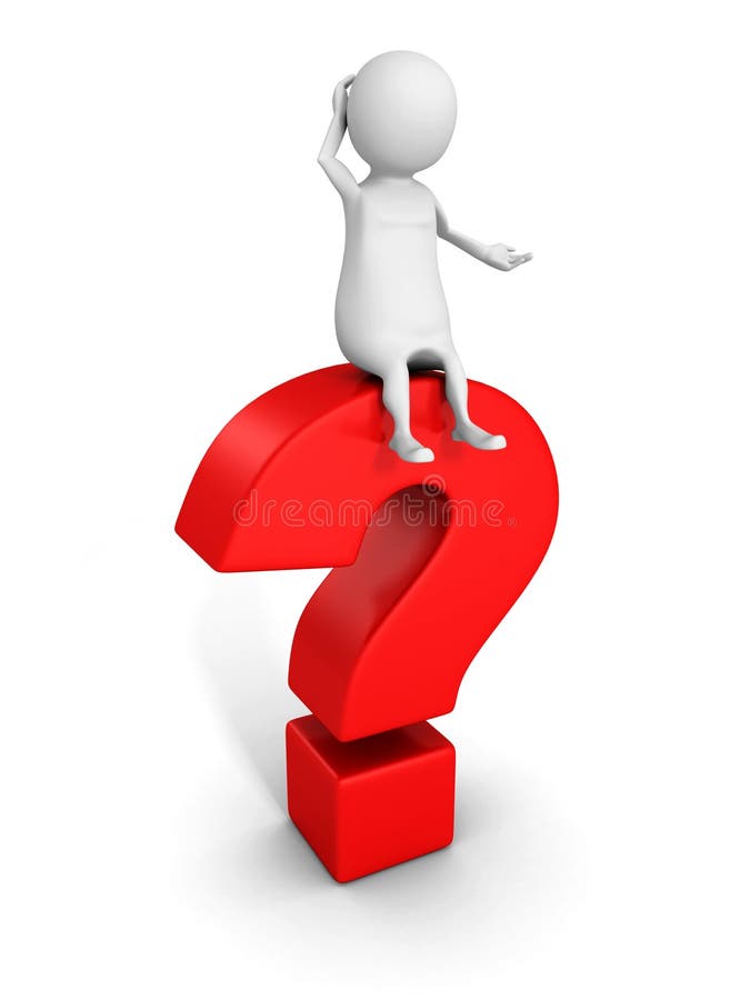 Confused 3d Person with Big Question Marks Stock Illustration ...