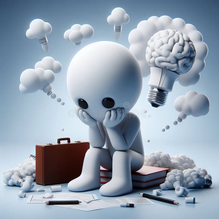 Thinking and Confused 3D Man Stock Illustration - Illustration of human ...