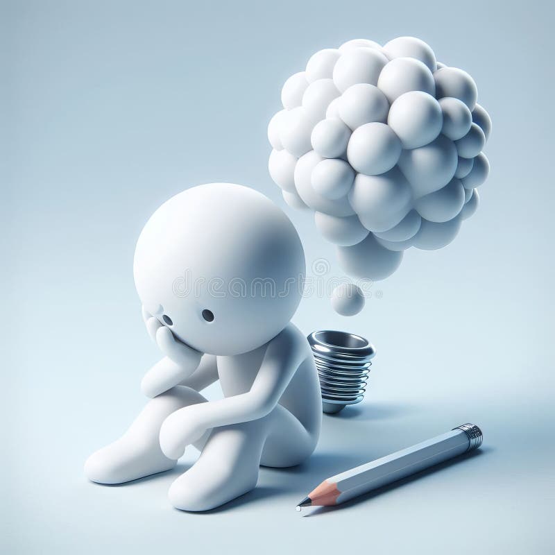 Thinking and Confused 3D Man Stock Illustration - Illustration of ...