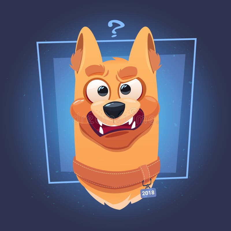 Confused Dog Face with Question Mark on Blue Background Stock Vector ...
