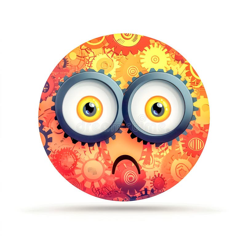 Confused Emoji Thinking with Spinning Gears in Its Head Stock Photo ...