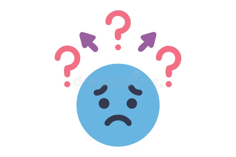 Confused Emoji Vector - Sad Face with Question Marks for Emotional ...
